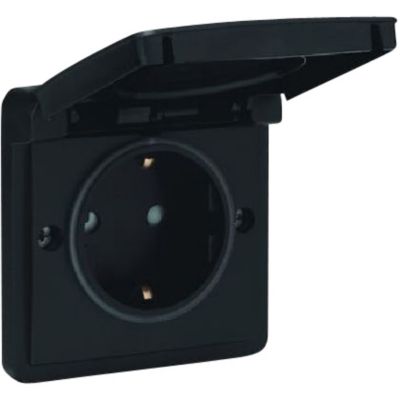 Niko Hydro stikkontakt, sort - Brødrene Dahl